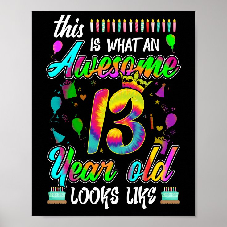 13e verjaardag Geweldige 13 jaar oud ziet er uit Poster | Zazzle.nl