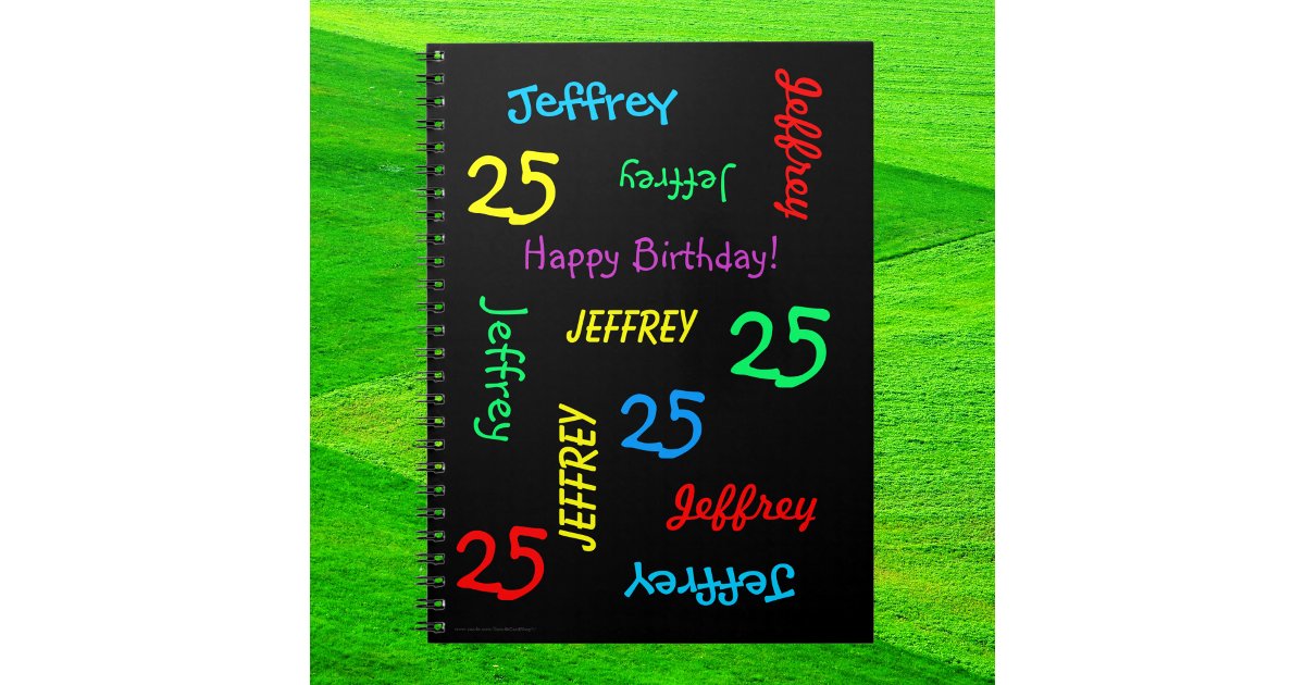 25th Birthday Party Guest Book, Repat Name Spiral Notitieboek | Zazzle.nl