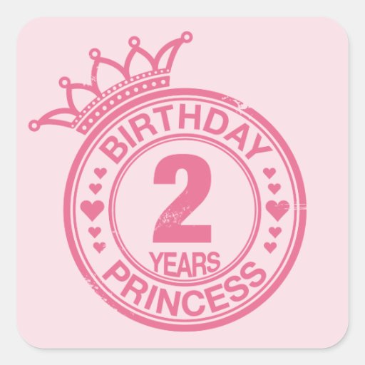 2 jaar - de Prinses van de Verjaardag - roze Vierkante Stickers | Zazzle