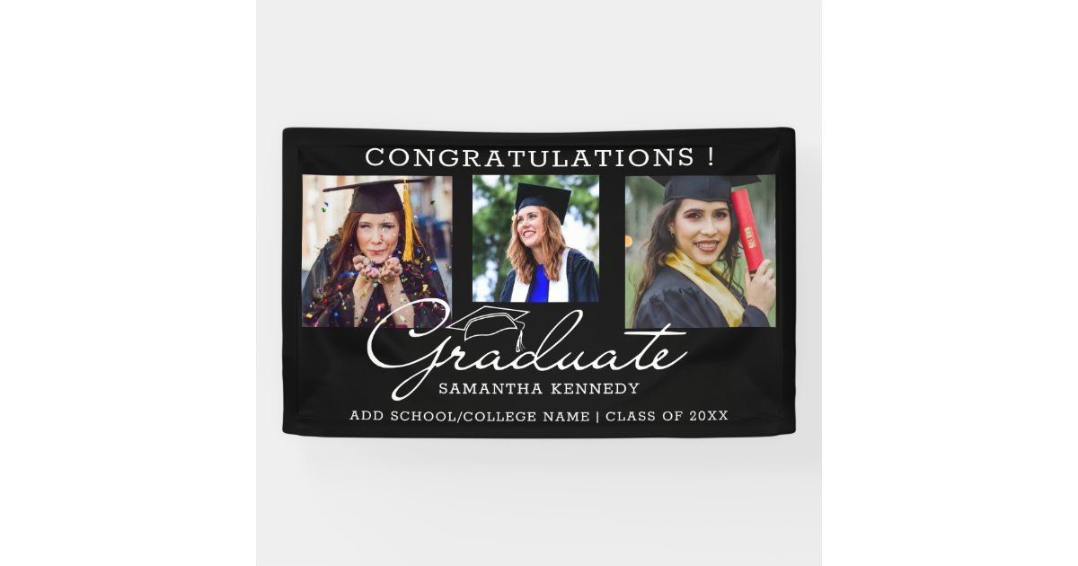 3 Foto Collage Congrats Afstuderen 2023 Afstuderen Spandoek | Zazzle.nl