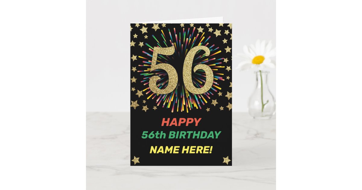 56e verjaardag Vuurwerk Regenboog Goud Fijne verja Kaart | Zazzle.nl