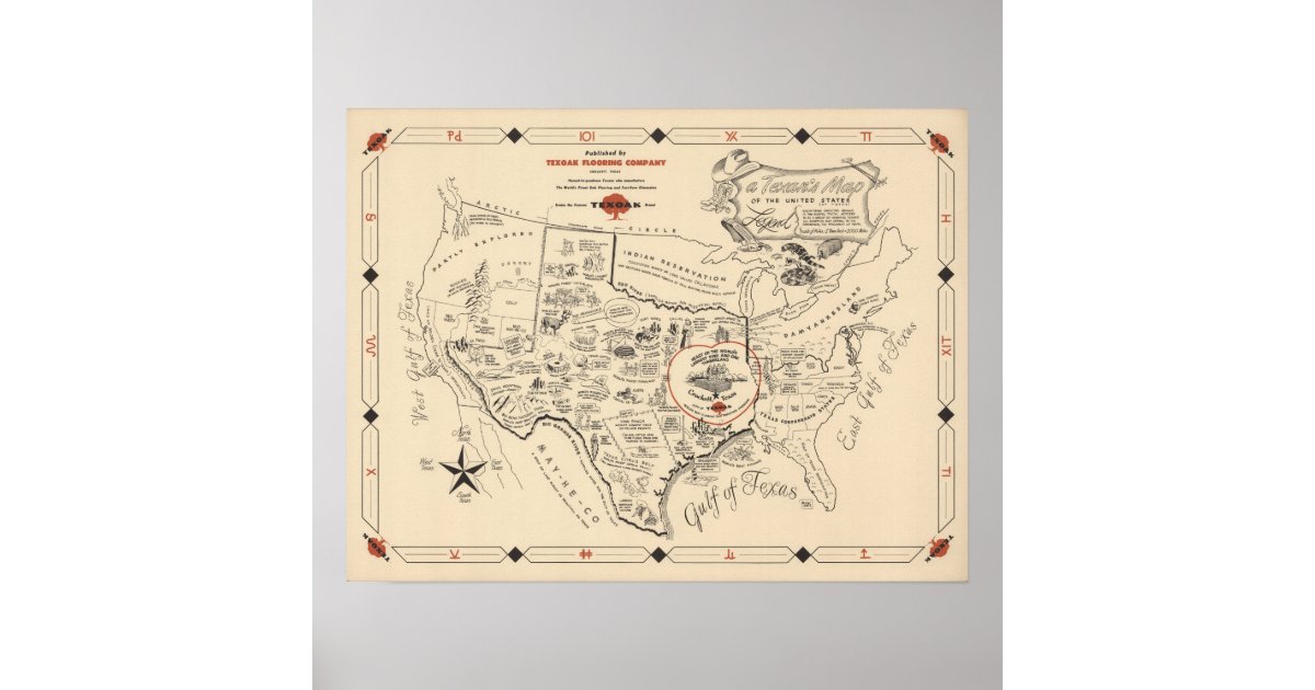 A Texan's Map of the United States (of Texas) Poster | Zazzle.nl