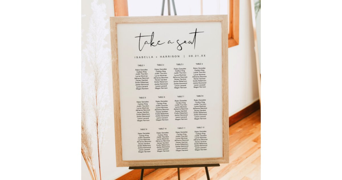 ADELLA Edgy Modern Minimalist Seating Chart Poster | Zazzle.nl