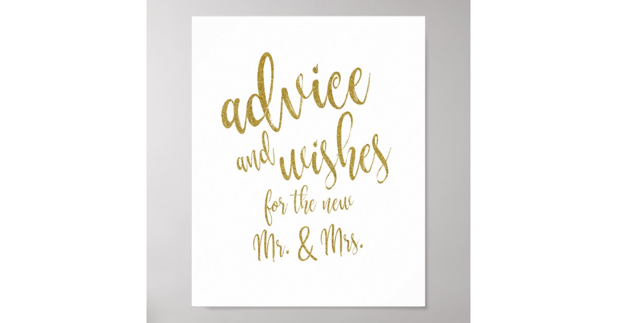 Advies en wenst Gold Glitter 8 x 10 bruiloft Poster | Zazzle.nl
