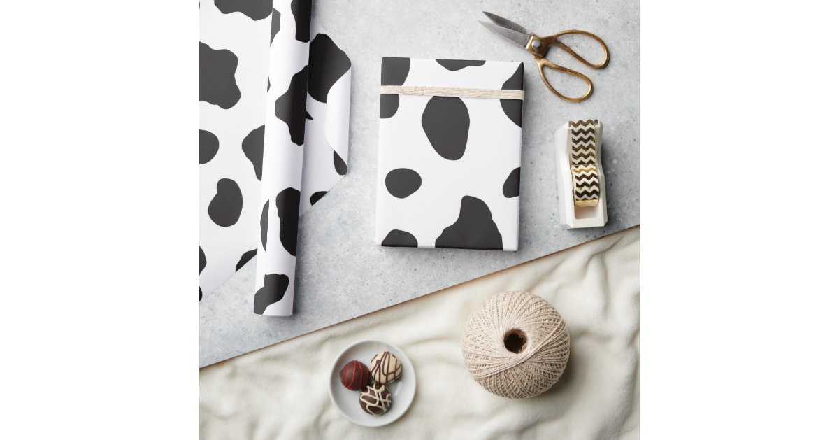 Afdrukken van koe, Koe Patroon, Koe spots, zwart-w Cadeaupapier | Zazzle.nl