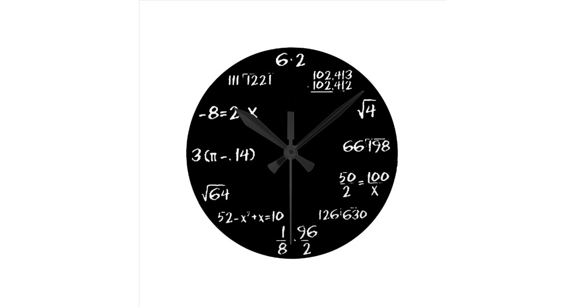 Algebra Wall Clock - BLACK Ronde Klok | Zazzle.nl