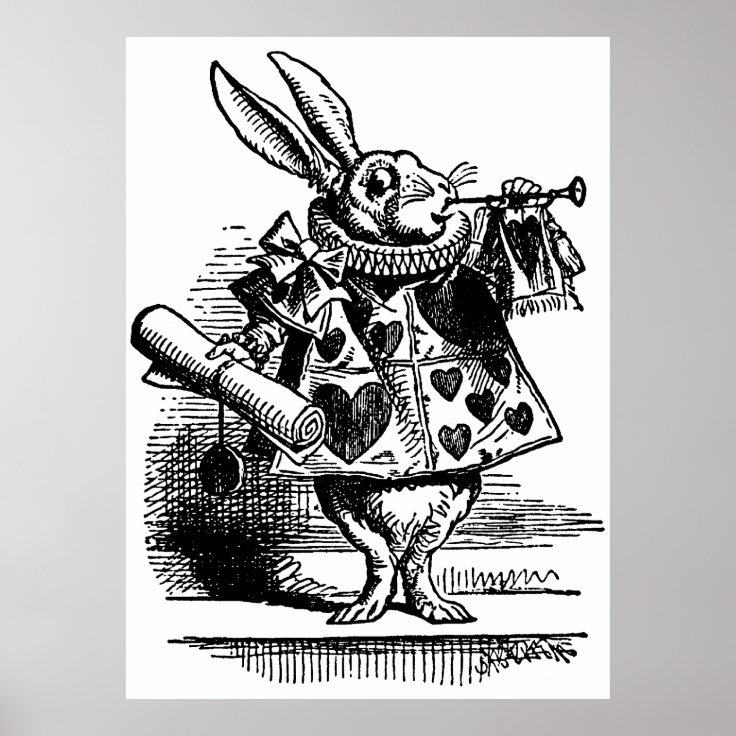 Alice in Wonderland White Rabbit als Herald Poster | Zazzle.nl