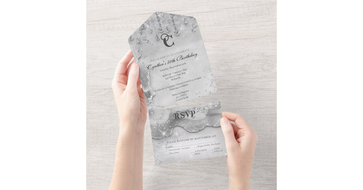 ALLE IN ÉÉN Bling Invitation Design All In One Uitnodiging | Zazzle.nl