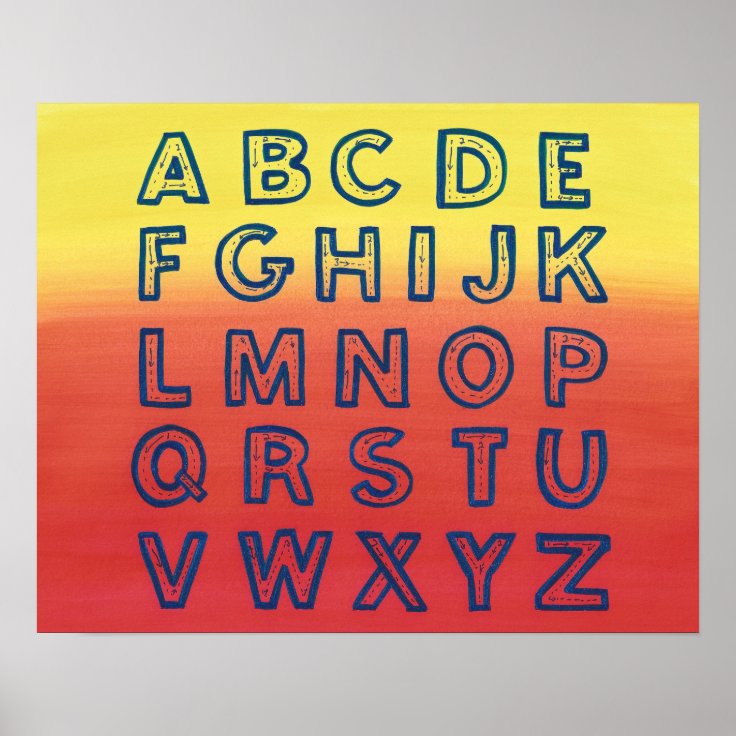 Alphabet Chart Upper Hoesje Letters Sunset Ombre Poster | Zazzle.nl