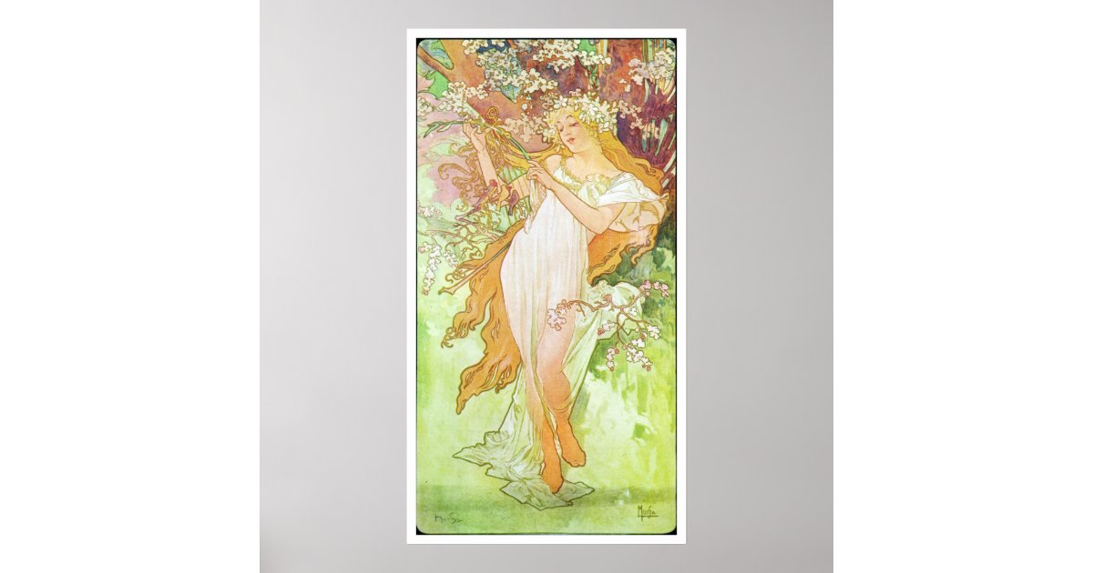 Alphonse Mucha Printemps/Spring, 1896 Poster | Zazzle.nl
