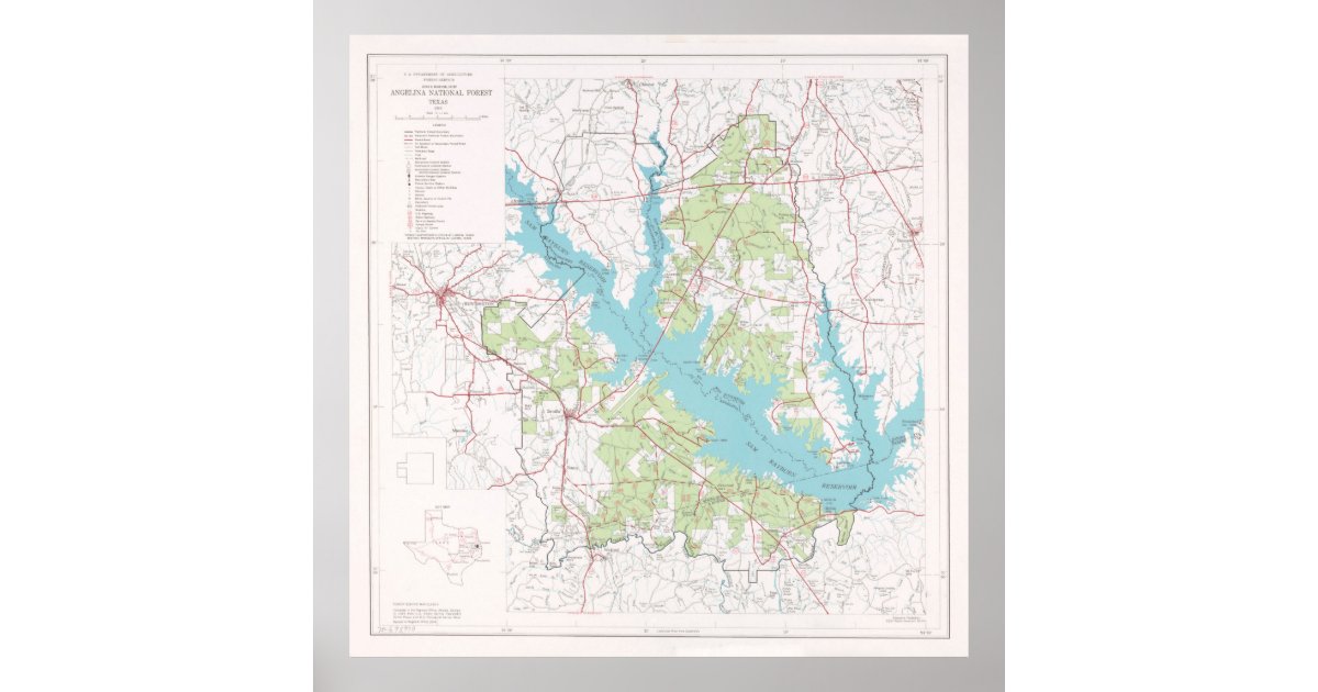 Angelina National Forest Map Poster | Zazzle.nl