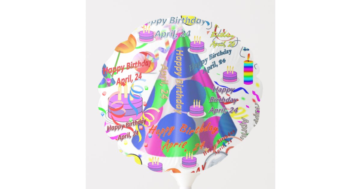 April, 24 Happy Birthday-ballonnen Ballon | Zazzle.nl