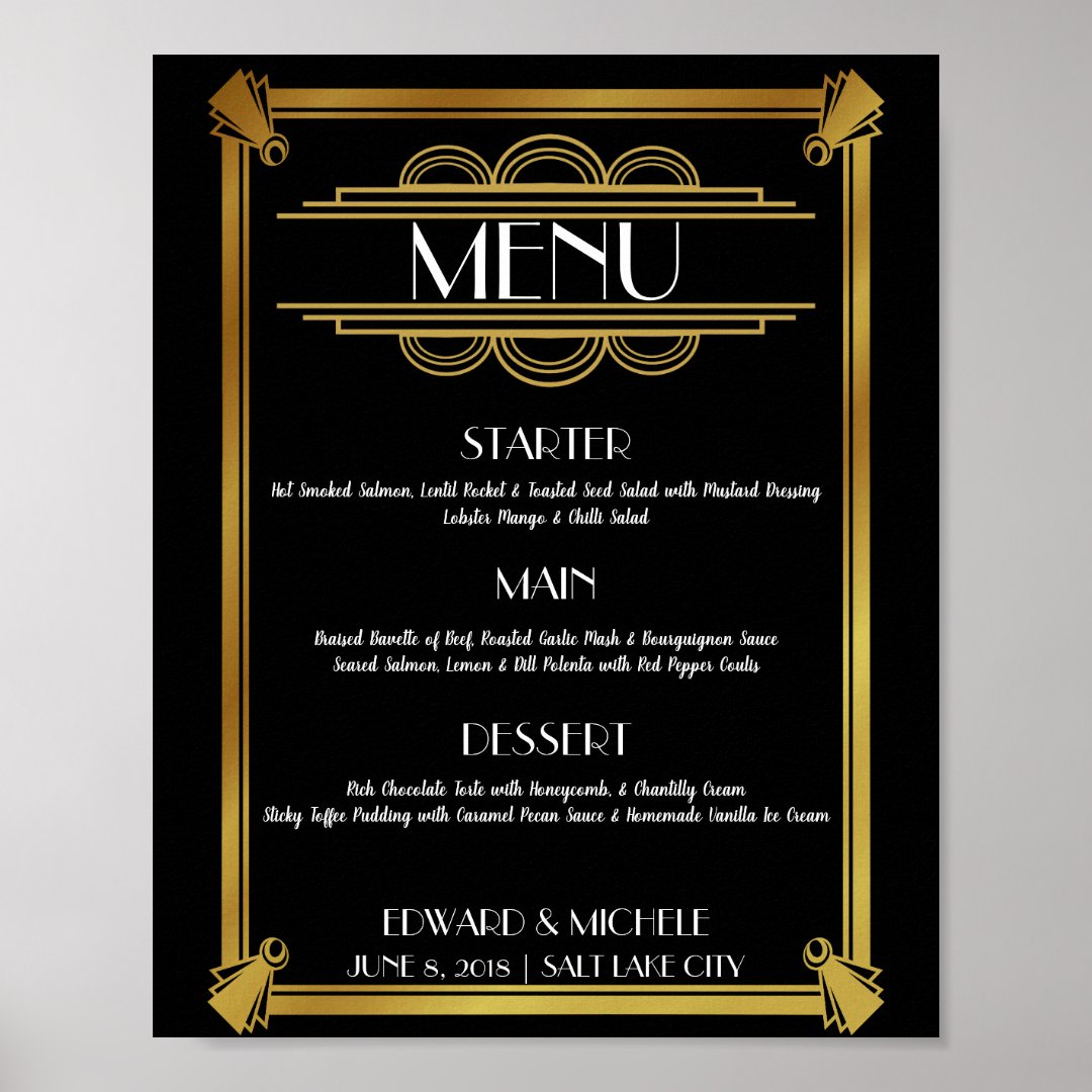 Art Deco-menu poster | Zazzle.nl