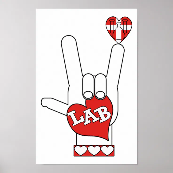 ASL I Love You Sign LAB (LABORATORY) Poster | Zazzle.nl