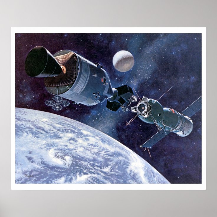 ASTP Docking Apollo Soyuz Spacecraft Poster | Zazzle.nl