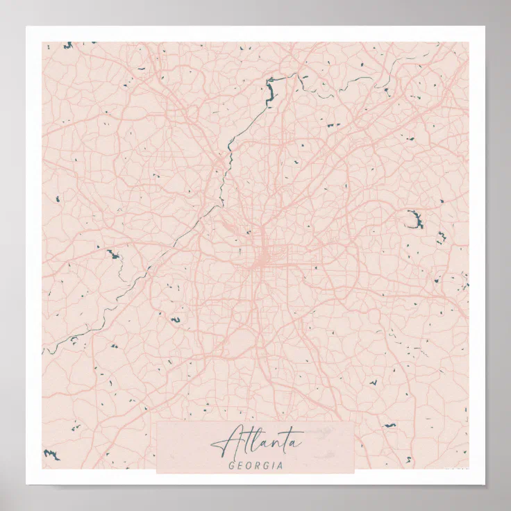 Atlanta Georgia Pink and Blue Cute Script Street Poster | Zazzle.nl