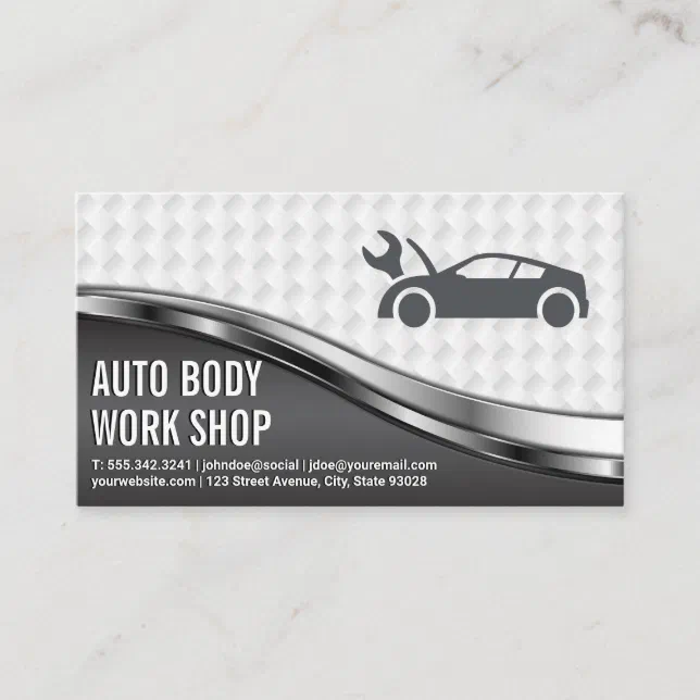 Auto Body Work Shop | Auto Logo met moersleutel Visitekaartje | Zazzle.nl
