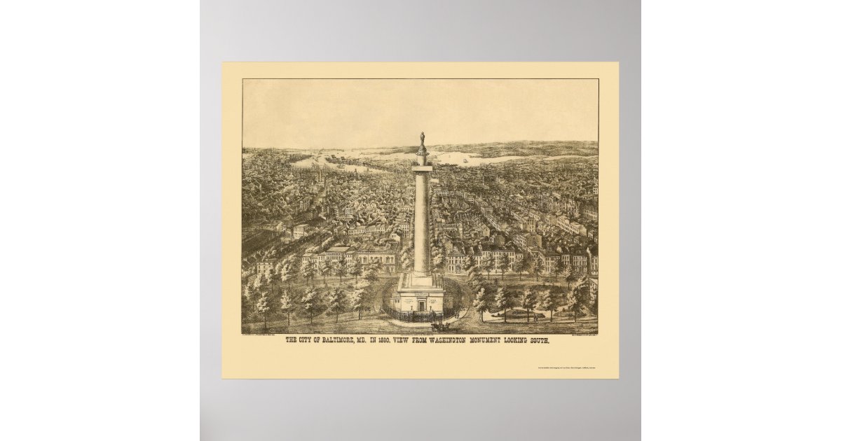 Baltimore, MD Panoramic Map - 1880 Poster | Zazzle.nl