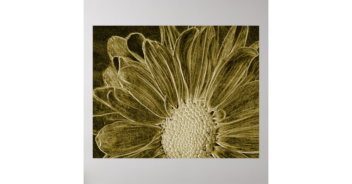 Beauful Art Yellow Black Sunflower Elegant Poster | Zazzle.nl
