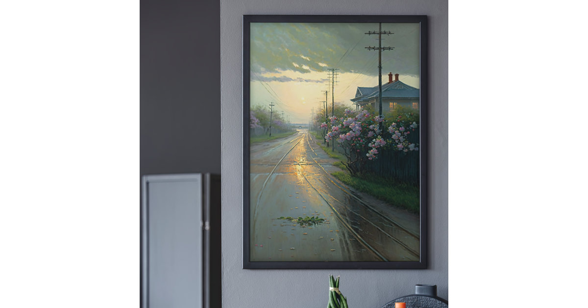 Beauful Stormy Street Scene Ai Art Poster | Zazzle.nl