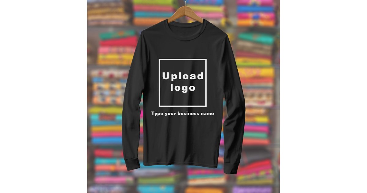 Bedrijfsnaam en Logo op Zwarte Lange Mouw T-shirt | Zazzle.nl