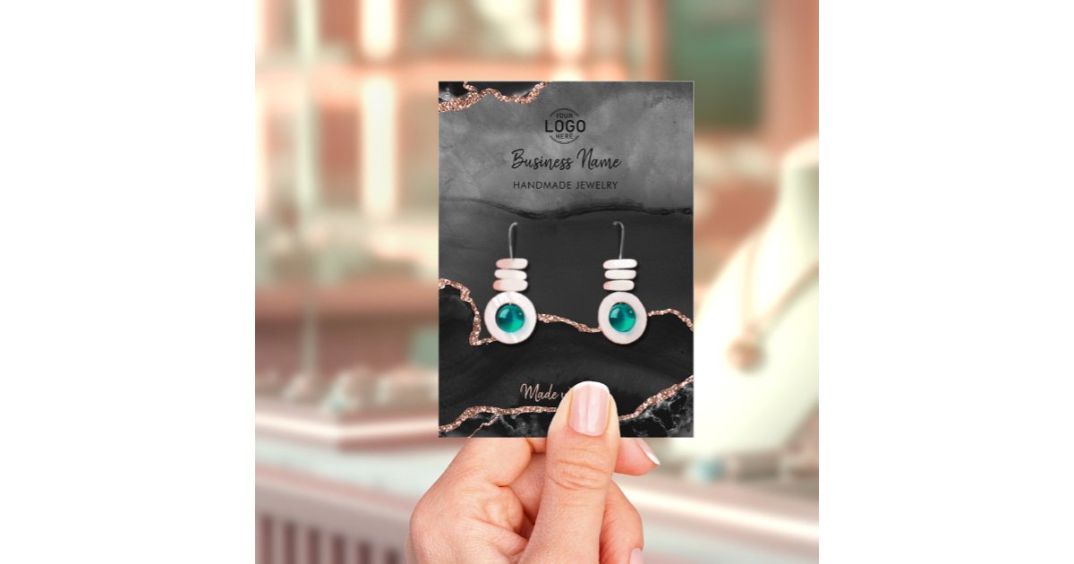 Black Roos Gold Agate Luxury earing Display Kaart Visitekaartje | Zazzle.nl