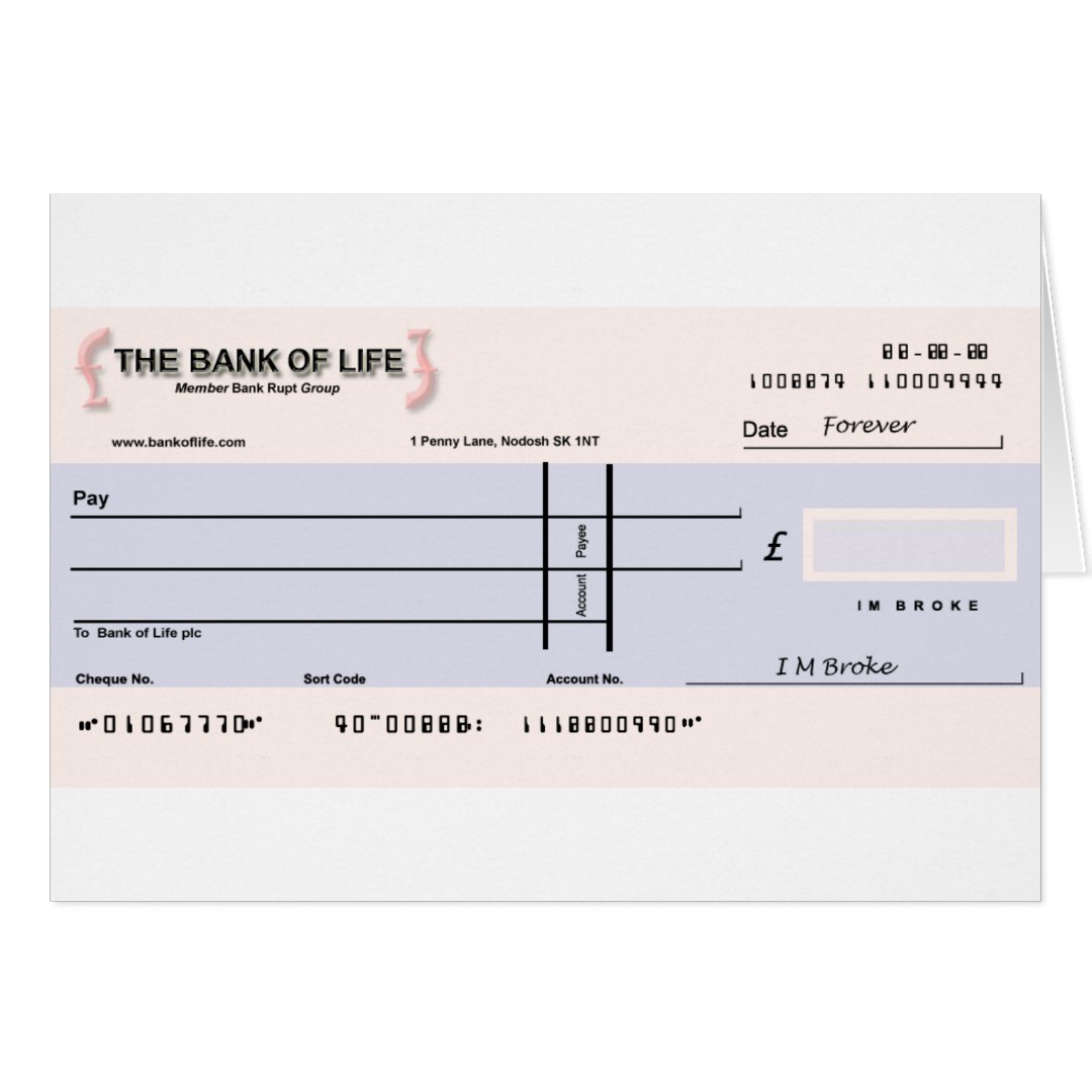 Blanco cheque-kaart | Zazzle.nl