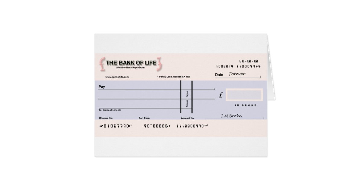 Blanco cheque-kaart | Zazzle.nl