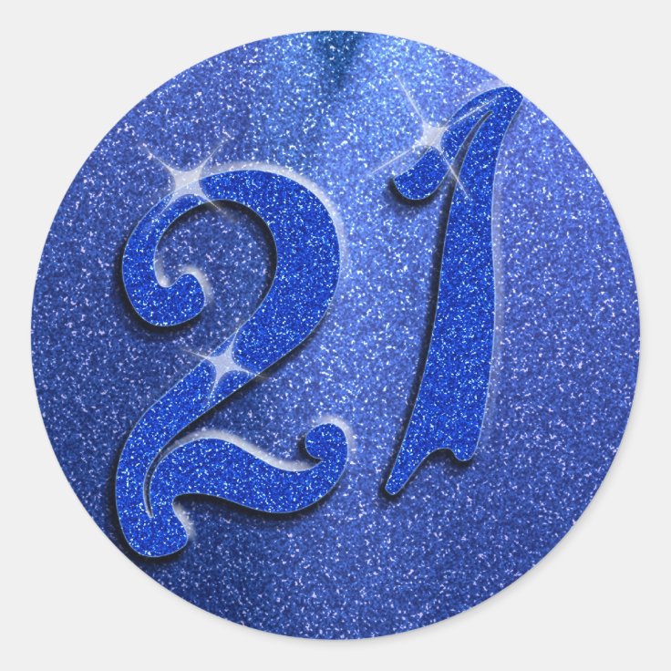 Blue Sparkly 21st Birthday Party Stickers | Zazzle.nl