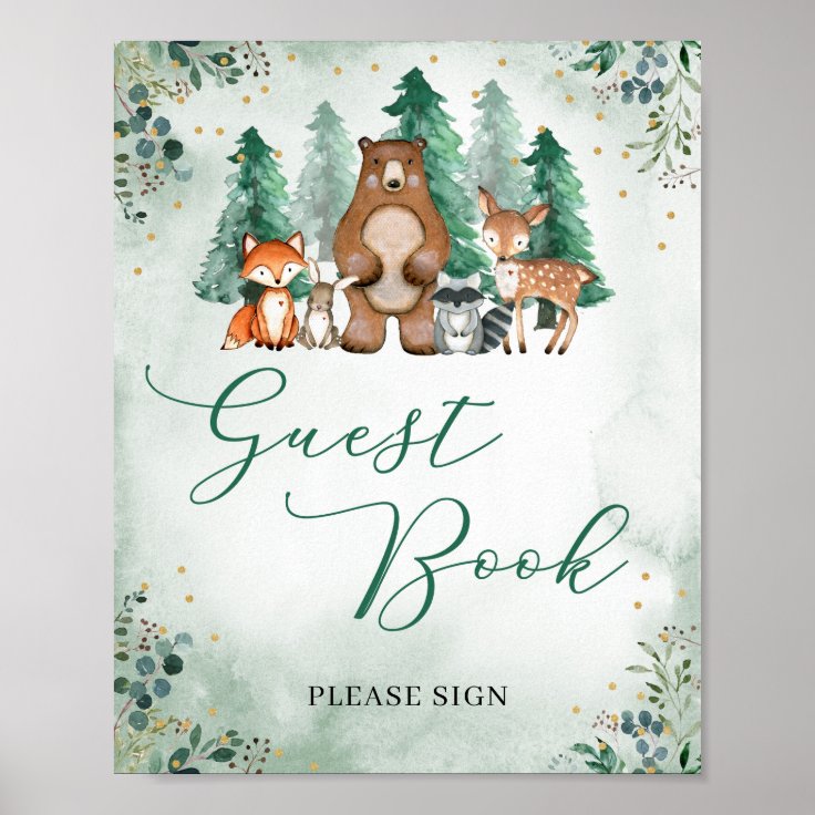Bossen uit het gastenboek tekenen groen bos poster | Zazzle.nl