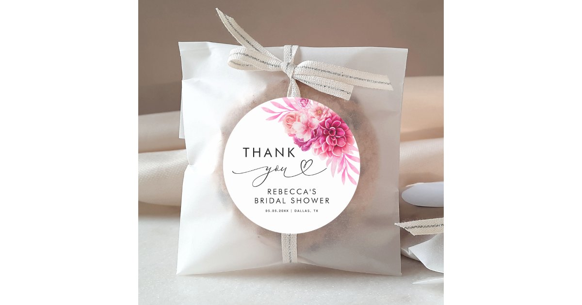 Bright Hot Pink Floral Vrijgezellenfeest dank u Ronde Sticker | Zazzle.nl