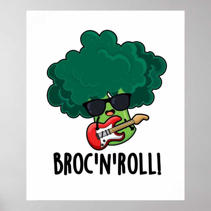 Brock en Roll Cute Veggie Broccoli Pun Poster | Zazzle.nl