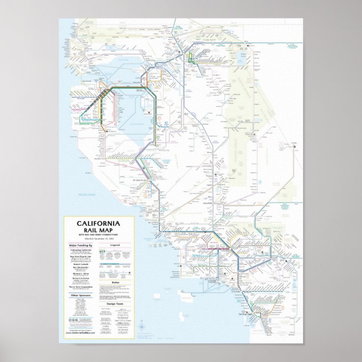 California Rail Map v1.01 Poster | Zazzle.nl