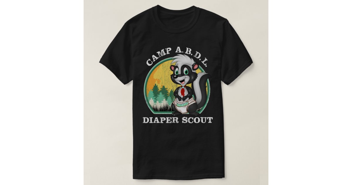 Camping BABY SKUNK CAMP ABDL DIAPER SCOUT T-shirt | Zazzle.nl