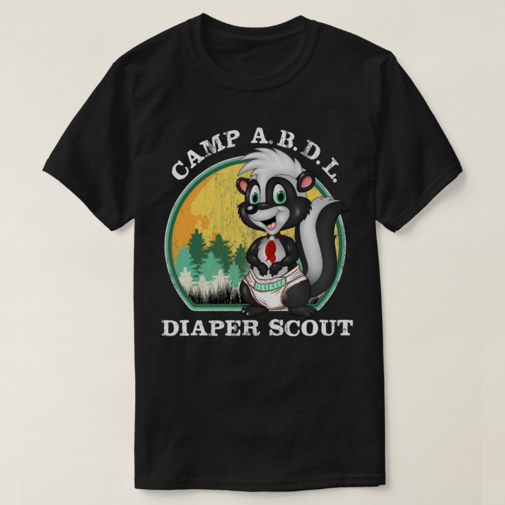 Camping BABY SKUNK CAMP ABDL DIAPER SCOUT T-shirt | Zazzle.nl