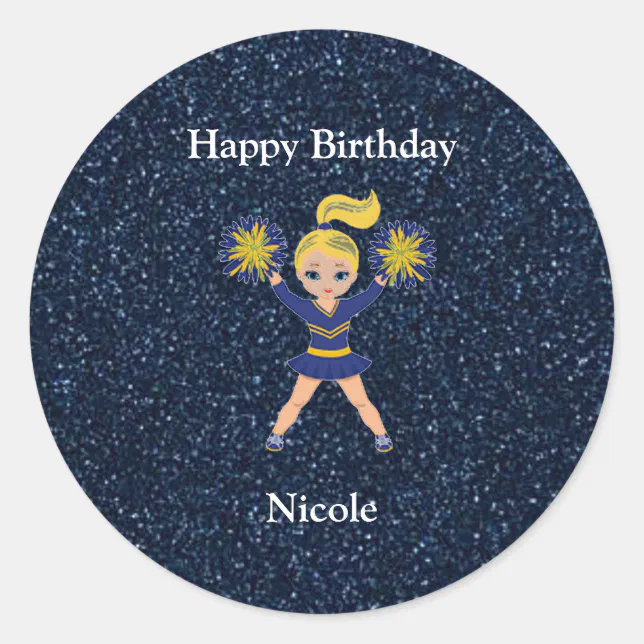 Cheerlead "Happy Birthday" Blue Sparkle Sticker | Zazzle.nl