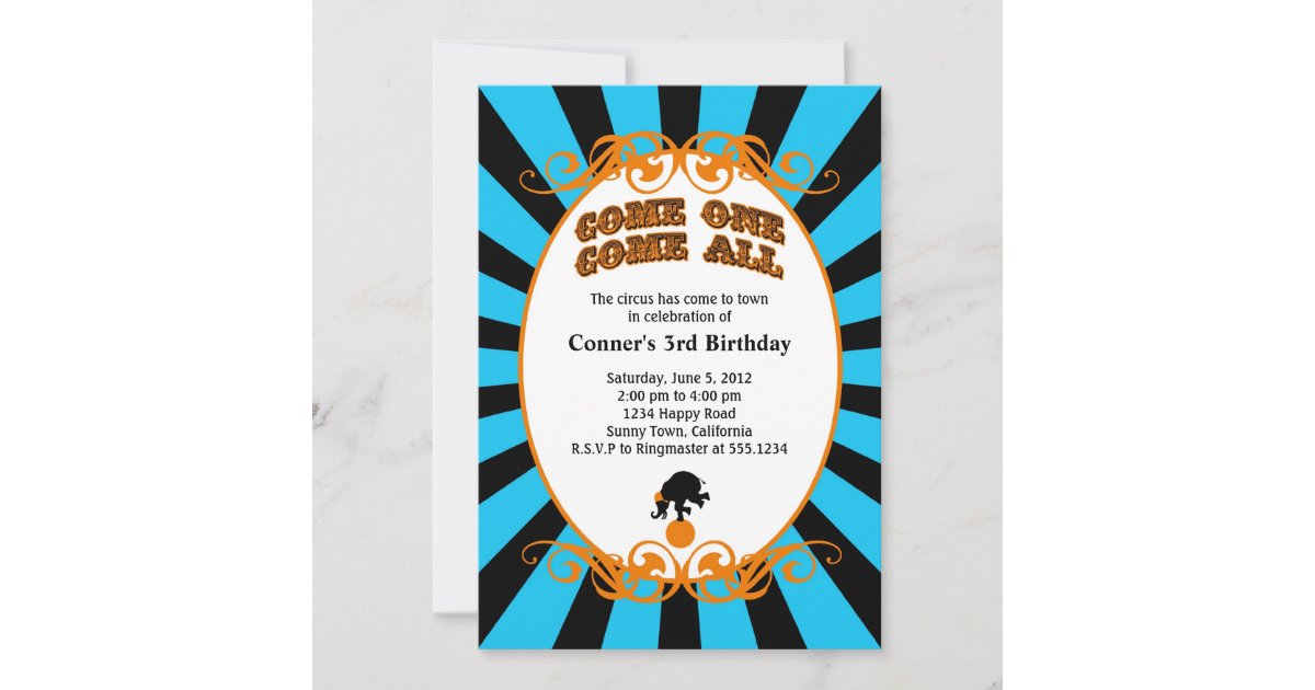 Circus Carnival Invitation Blue Kaart | Zazzle.nl