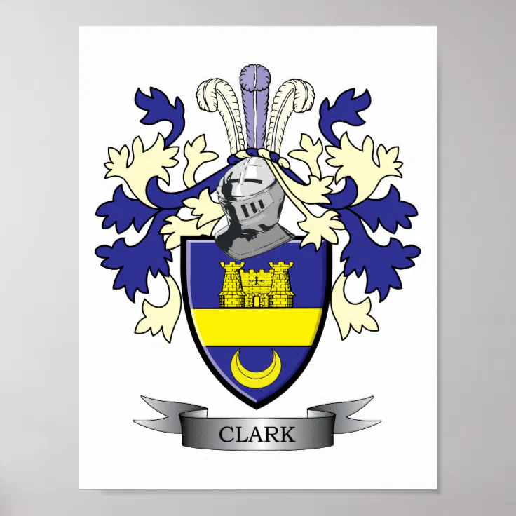 Clark Family Crest Coat of Arms Poster | Zazzle.nl