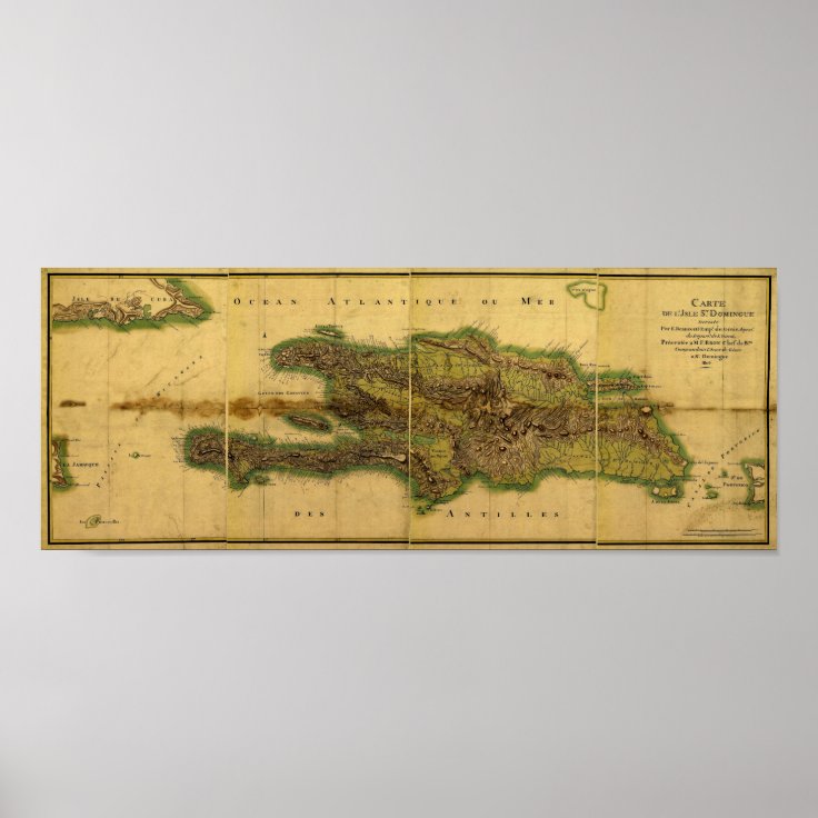 Classic 1805 Antiquarian Map of Hispaniola Poster | Zazzle.nl