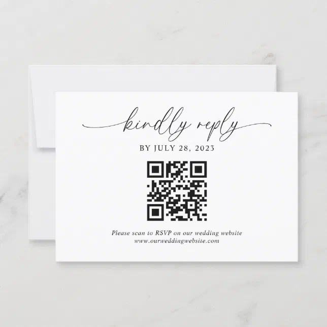 Classic Modern Elegant Script QR Code Wedding RSVP Kaartje | Zazzle.nl