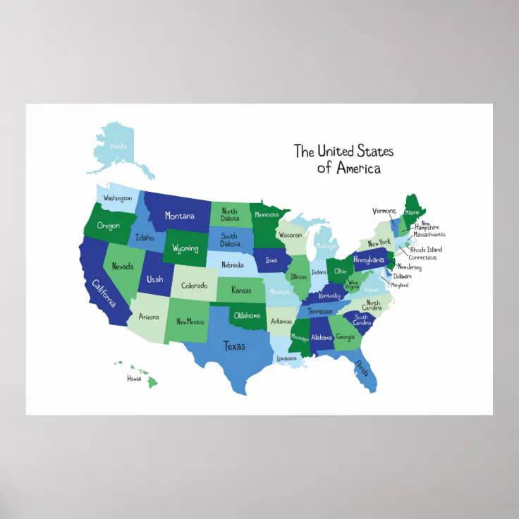 Classroom United States Map Poster | Zazzle.nl
