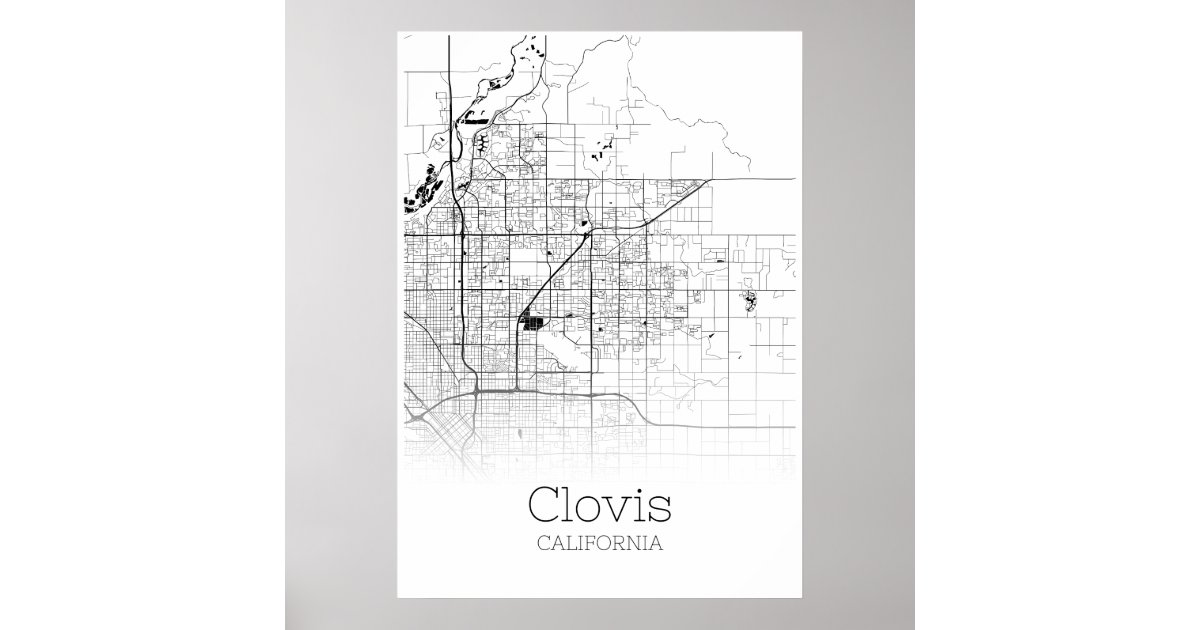 Clovis Map - California - City Map Poster | Zazzle.nl