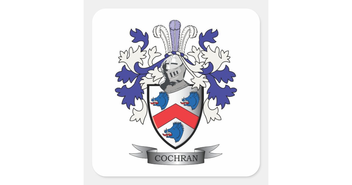 Cochran Family Crest Coat of Arms Vierkante Sticker | Zazzle.nl