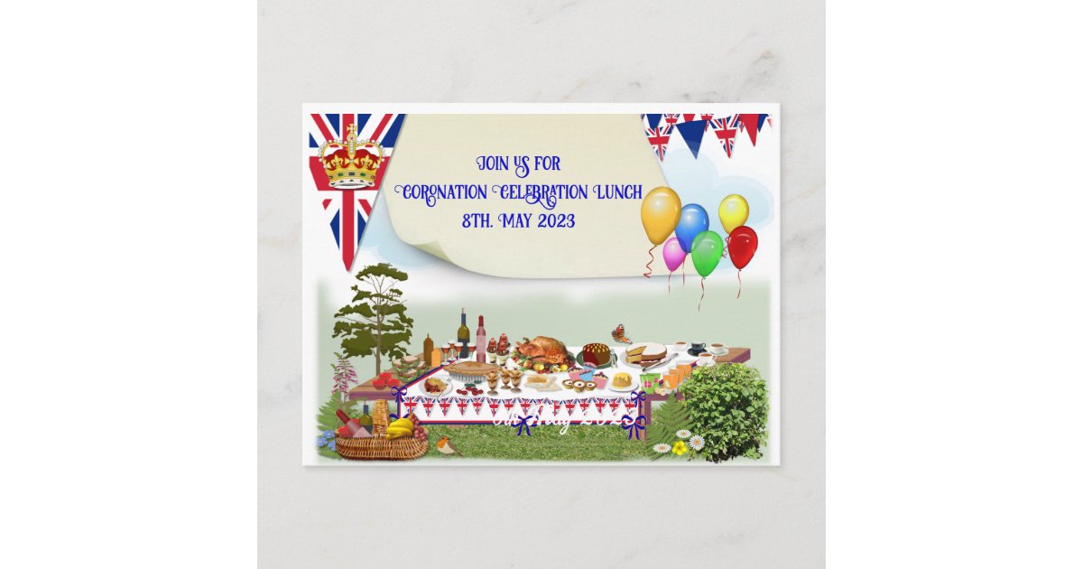 Coronation Celebration Lunch Invitation Uitnodiging Briefkaart | Zazzle.nl