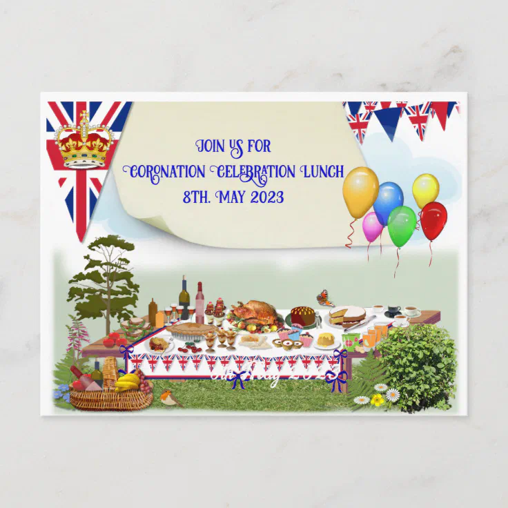 Coronation Celebration Lunch Invitation Uitnodiging Briefkaart | Zazzle.nl