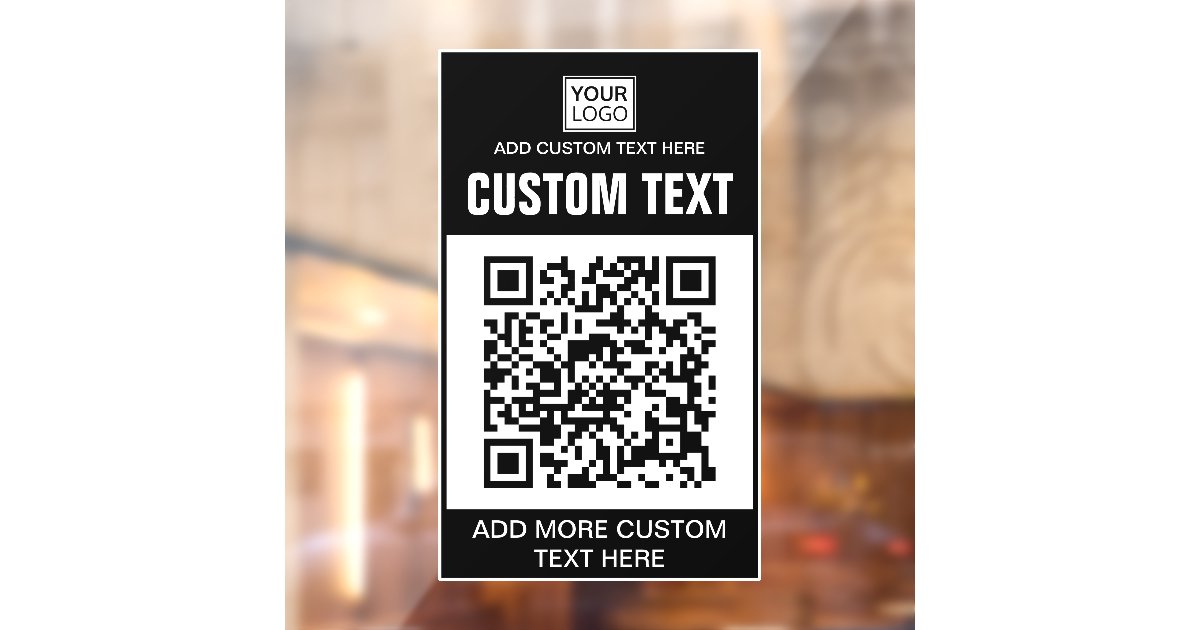 Custom logo, QR code and text Raamsticker | Zazzle.nl