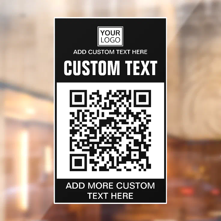 Custom logo, QR code and text Raamsticker | Zazzle.nl