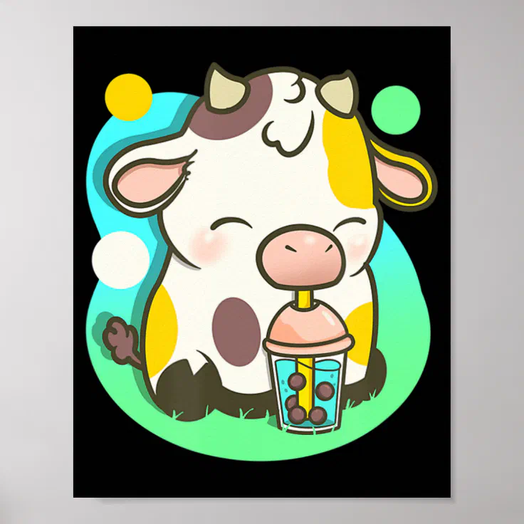 Cute Koe Boba Tea Bubble Tea Anime Kawaii Poster | Zazzle.nl