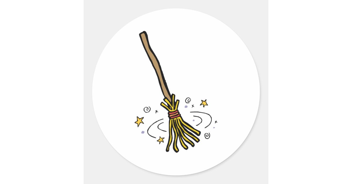 Dancing Broom Ronde Sticker | Zazzle.nl