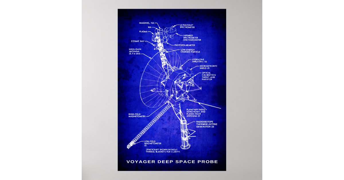 DEEP SPACE PROBE VOYAGER BLUEPRINT POSTER | Zazzle.nl